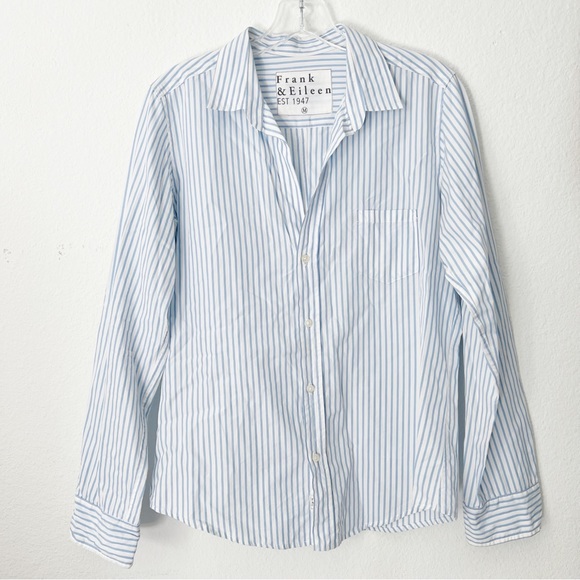 Frank & Eileen | Tops | Frank Eileen Blue White Striped Cotton Button Down Shirt Medium | Poshmark